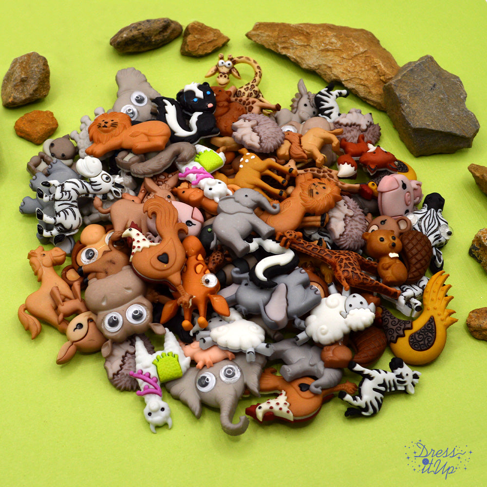 Zoo Crazy Value Pack 80pcs Animal Themed Embellishments – Dress It Up