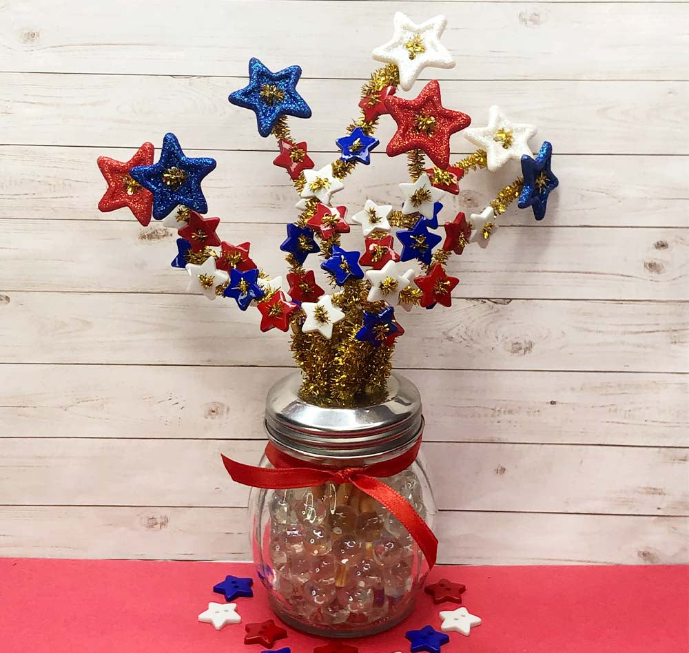 DIY Red, White, & Blue Button Flower Bouquet – Dress It Up